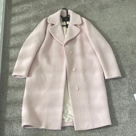 Maje | Jackets & Coats | Maje Manteau Long En La Rose 0 Wool Coat Light ...